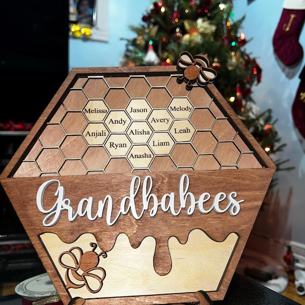Personalized Bee Hive Family Tree Plaque: Custom Grandparent Gift ...