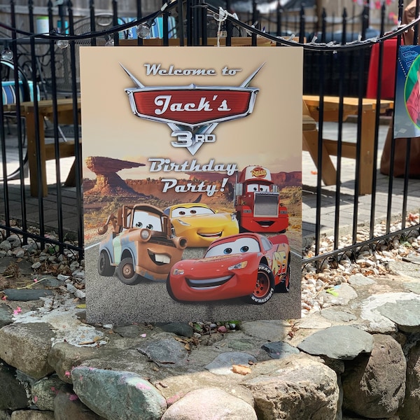 Car Birthday Welcome Sign, Personalized, Race Car, Custom Sign, Welcome ...