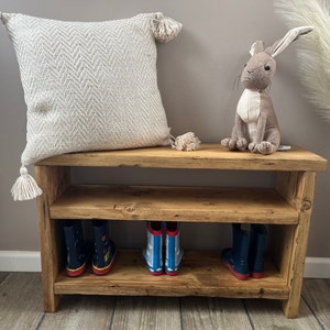 Hand Crafted Rustic Reclaimed Wooden Shoe Bench / Shoe Rack / Shoe ...