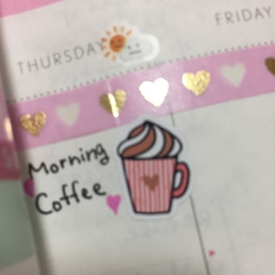 Coffee Stickers, Cute Stickers, Pink and Mint, Planner Stickers, Bujo ...