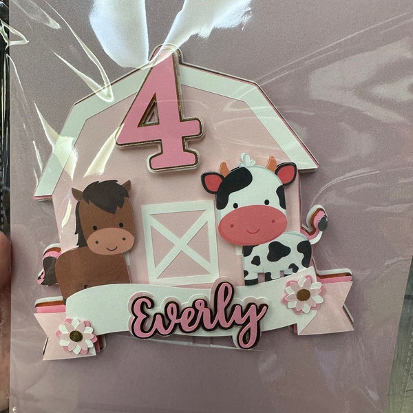 Farm Cake Topper, Farm Birthday Decor, Barn Cake Topper. - Etsy