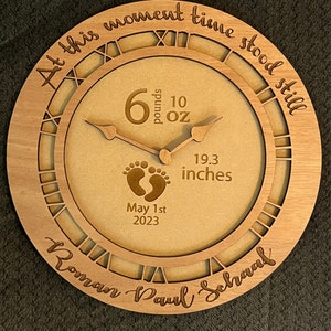 Personalized Birth Announcement Clock Birth Announcement Set to Time of ...