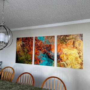 Large Triptych Abstract Expressionism Stretched Canvas Print - Etsy