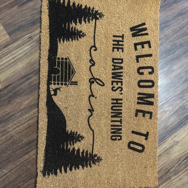 Welcome to the Cabin Welcome Mat, Cabin Front Doormat, Cabin Welcome ...