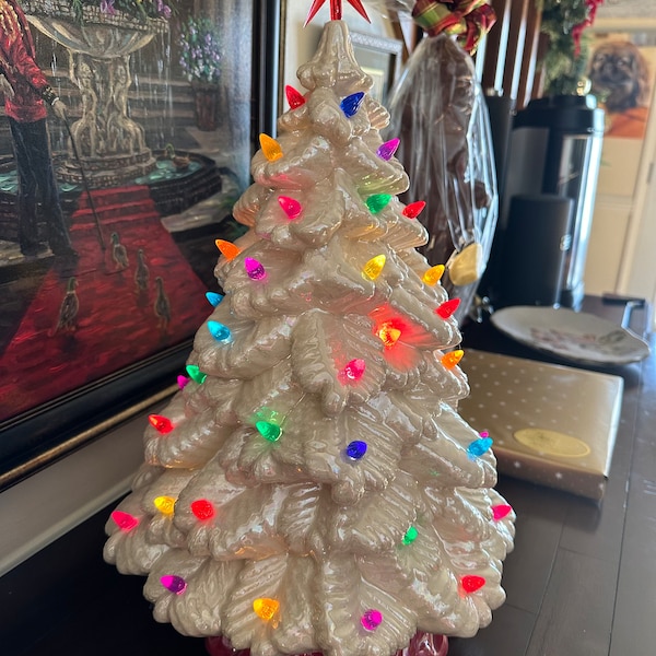 Handcrafted Light up Ceramic Christmas Tree With Gold Accent - Etsy