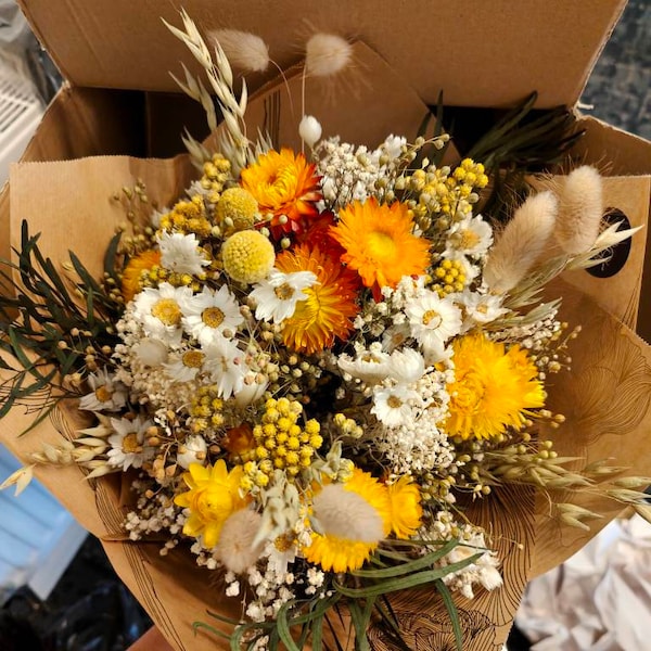 Dried Flower Bouquet in Red , White & Blue. Valentines Arrangement With ...