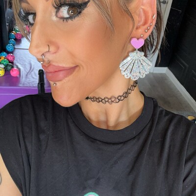 Large LOBSTER Laser Cut Acrylic Red Glitter Dangle Earrings Tacky ...