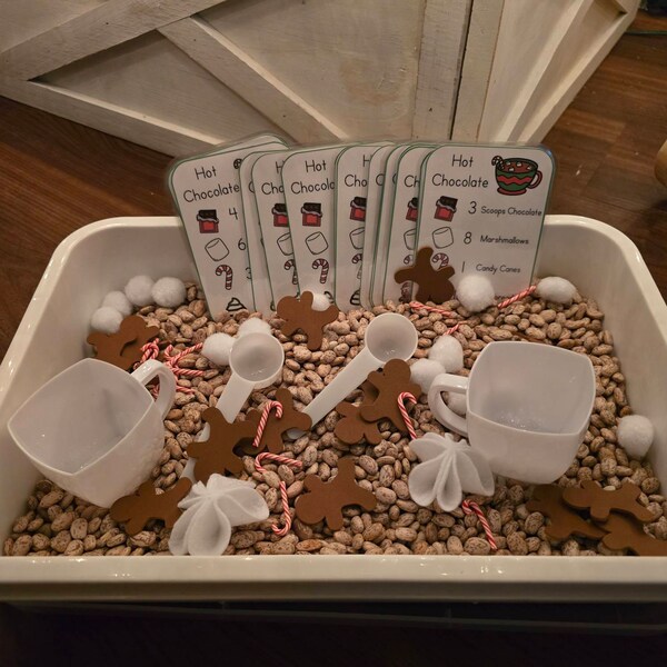 Hot Chocolate Sensory Bin | Sensory Bin | Preschool Winter Game ...