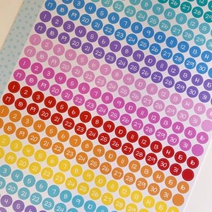 A Year of Date Dots Stickers, Planner Stickers, Removable - Etsy