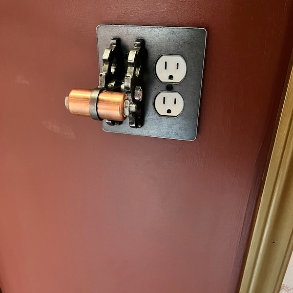 Double-gang Gear Light Switch Cover With Copper Handles / Industrial ...