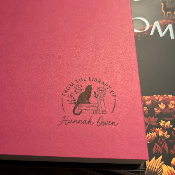 Book Embosser Book Stamp, Personalized Cat Book Stamp, From the Library ...