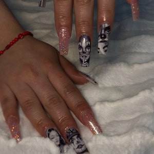 Chola Chicana 2 XL Nail Wraps Monochrome Sad Girl Jokers Girl Nail Art ...