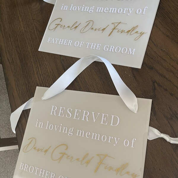 Reserved in Loving Memory Wedding Sign, Reserved Seat Sign, This Seat ...