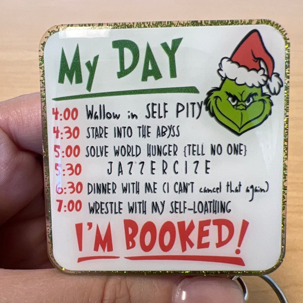 Mean One Schedule Badge Reel, My Day ID Holder, Funny Christmas Badge ...