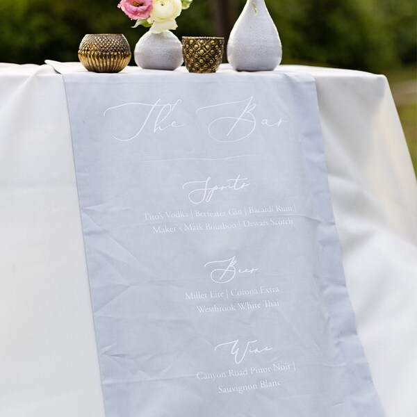 Sip and Be Seated Fabric Sign, Monogram Wedding Bar Sign, Linen Banner ...