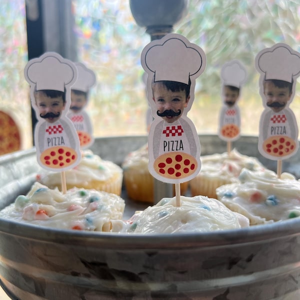 Pizza Toppers | Cupcake Toppers | Photo Head | First Birthday | Cupcake ...