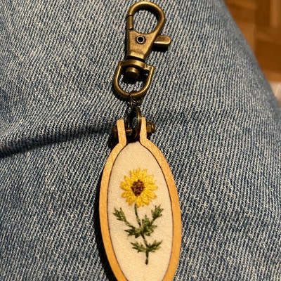 Wax Flower Embroidery Keychain - Etsy