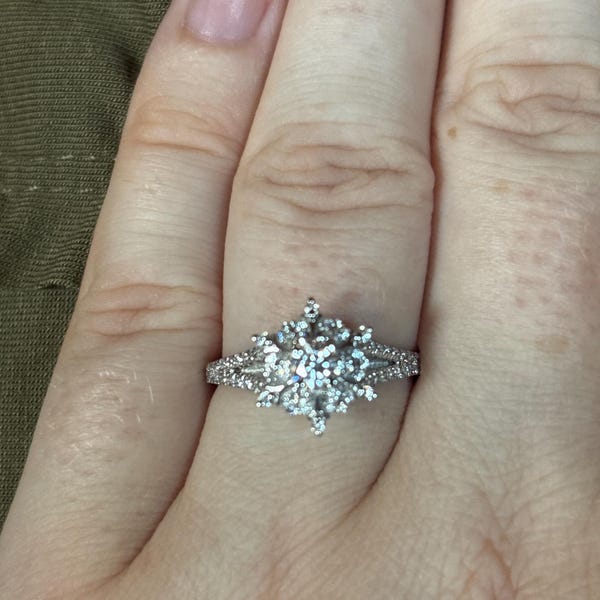 Enchanted Disney Elsa 1CT White Diamond Snowflake Engagement Ring in ...