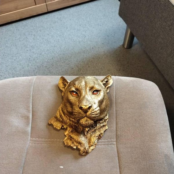 Flower Embroidered Sitting Gold Panther Statue | Animal Statue for ...