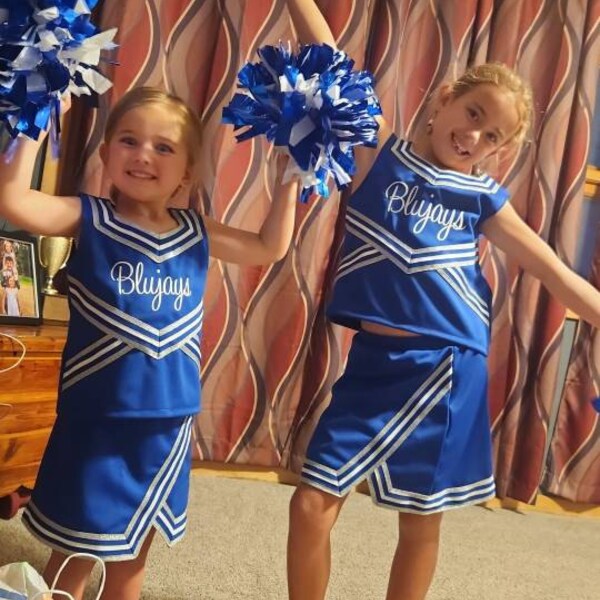Blue & White Cheer Uniform, Customized Cheerleading Uniform, Girls ...