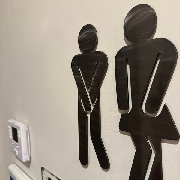 Funny Bathroom Sign Figures: Metal Restroom Decor - Set of 2 - Etsy