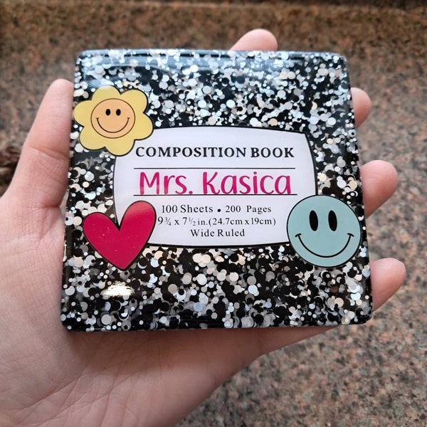 Retro Resin Teacher Coaster, Custom Desk Coaster, Composition Notebook ...