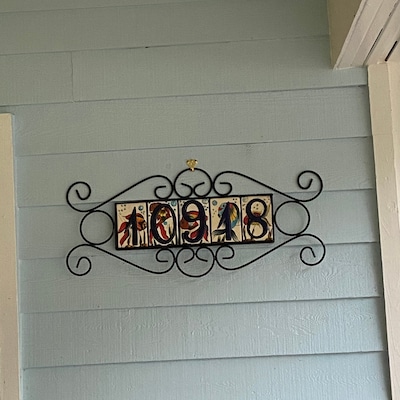 Iron Frame Plaque Holder for Tiles House Numbers Home Address Tiles ...