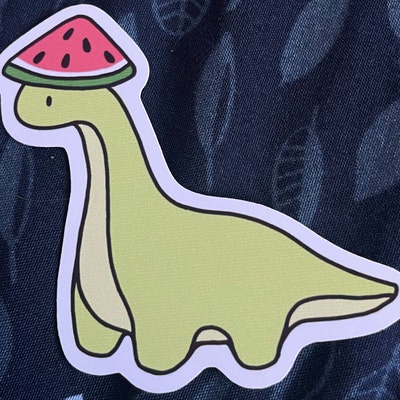 Cute Brontosaurus Dinosaurs Wearing Hats Matte Stickers Cottagecore ...