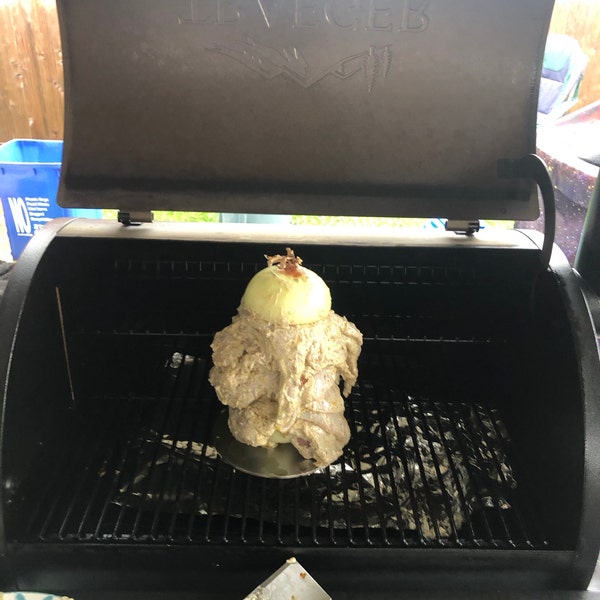 The Cowboy Spike - Vertical BBQ Skewer, Threaded Stainless Steel Plate ...