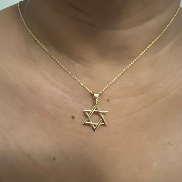 David Star Necklace Women, Gold Star of David Necklace, Gift for Bat ...