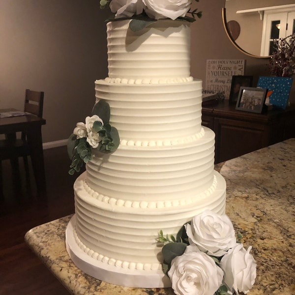 Four Tier Horizontal Lines Textured Faux Wedding Cake - Etsy