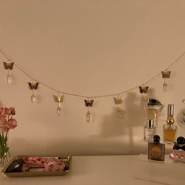 Wall Hangings/ Crystal Wall Hanging/ Wall Art/ Wall Banner/ Butterfly ...