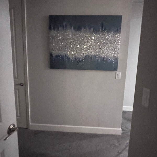 RHINESTONE WALL ART, Crystal Wall Art, Crushed Mirror Art, Minimalist ...