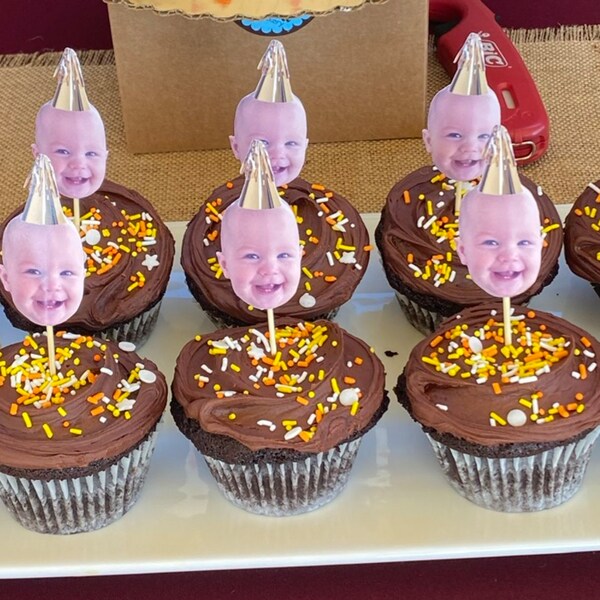 Custom Photo Cupcake Toppers - Face Cutout Cupcake Picks - Personalized ...