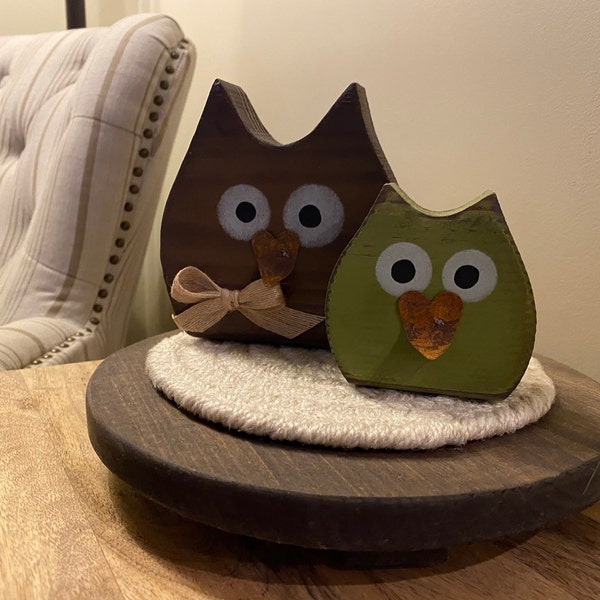 RESTOCKED! Wood Owl Fall Decor. Tiered Tray Fall Decorations. Halloween ...
