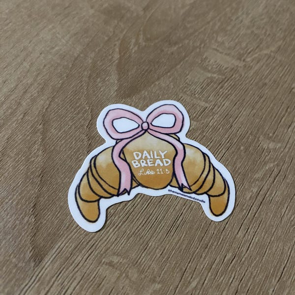 Daily Bread Croissant With Bow Sticker Bible Faith Stickers God Journal ...