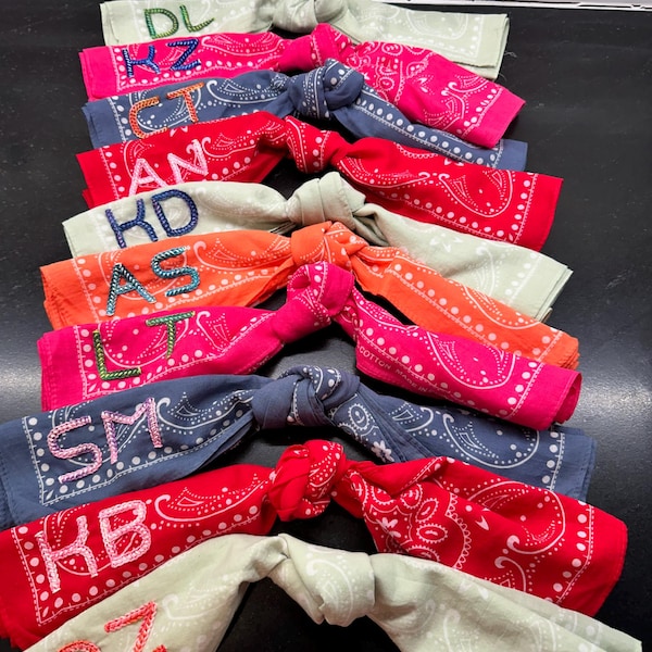 Hand Embroidered Bandana | Game Day | Necktie, Hatband or Face Mask ...