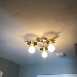 3 Bulb Ceiling Light Decorative Lighting Unfinished Brass Semi Flush ...
