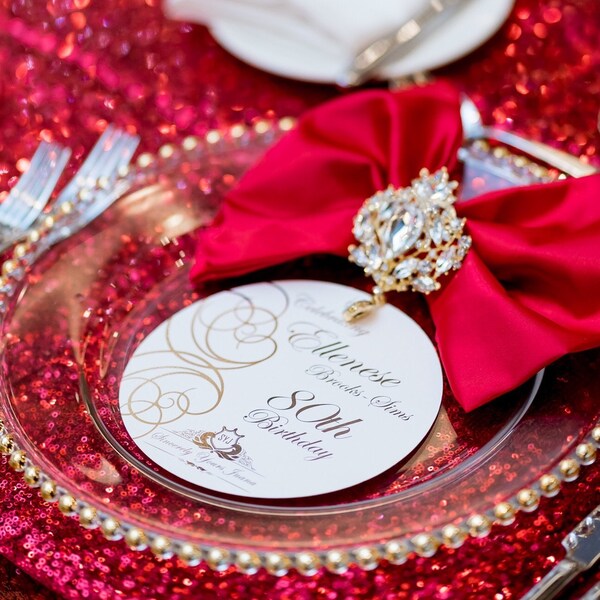 Gold Round Menu Cards, White and Gold Art Deco Circle Menu Card ...