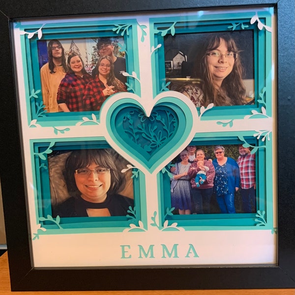 3D Family Gallery Shadow Box, Custom Name, Multi Photo Frame, Family ...