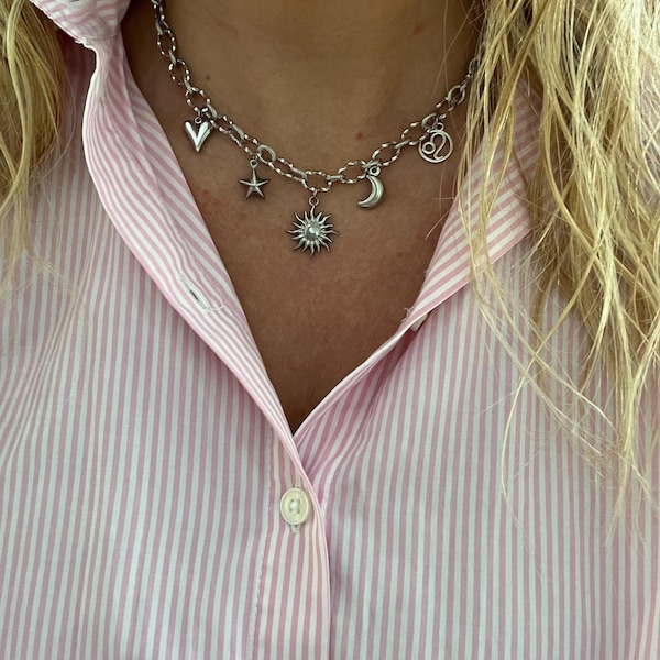 Collier Breloques Charms Grigri Acier Inoxydable Soleil Étoile De Mer ...