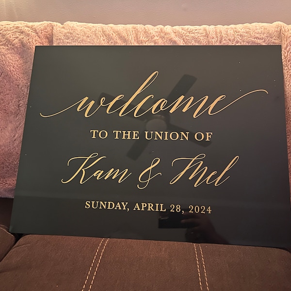 Acrylic Wedding Welcome Sign, Bride and Groom, Modern Decor, Clear ...