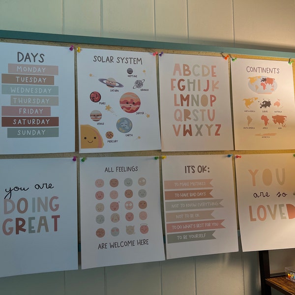 Set of 48 Educational Posters, Homeschool Prints, Montessori Classroom ...