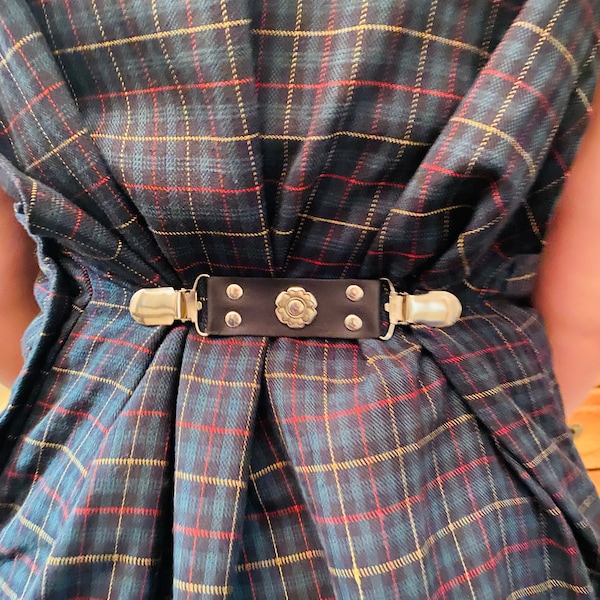 Black Leather Cinch Clip With Bronze Tone Clips & O-ring. Shirt Clip ...