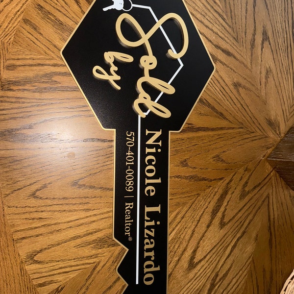 Key Sold by Sign, Gold Closing Photo Prop, 3D Key Sign for Realtors ...