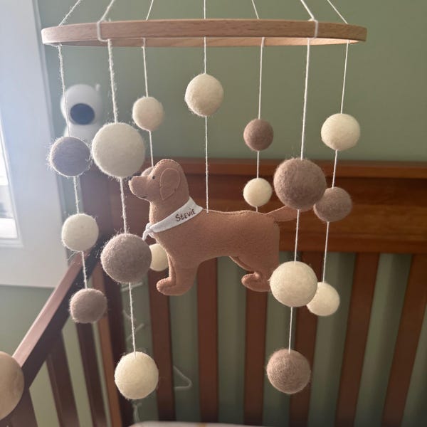 Dog Mobile for Nursery, Golden Retriever Dog Baby Mobile, Gender ...