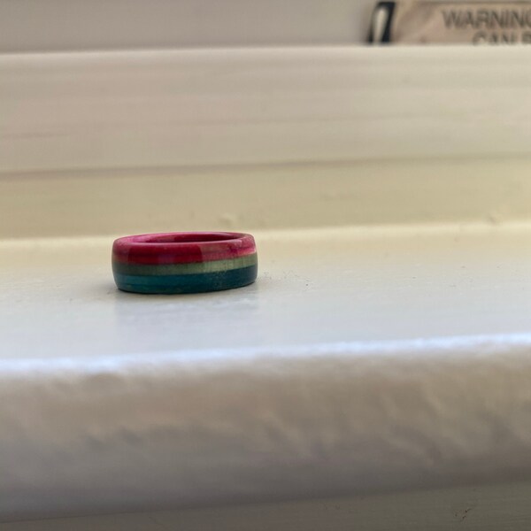 Custom Recycled Skateboard Ring - Wooden Ring - Design Your Own Colors ...