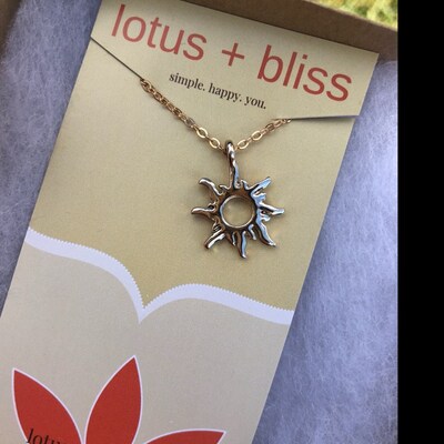 Tiny Gold Sun Necklace, Small Golden Sunshine Charm, Whimsical Boho ...