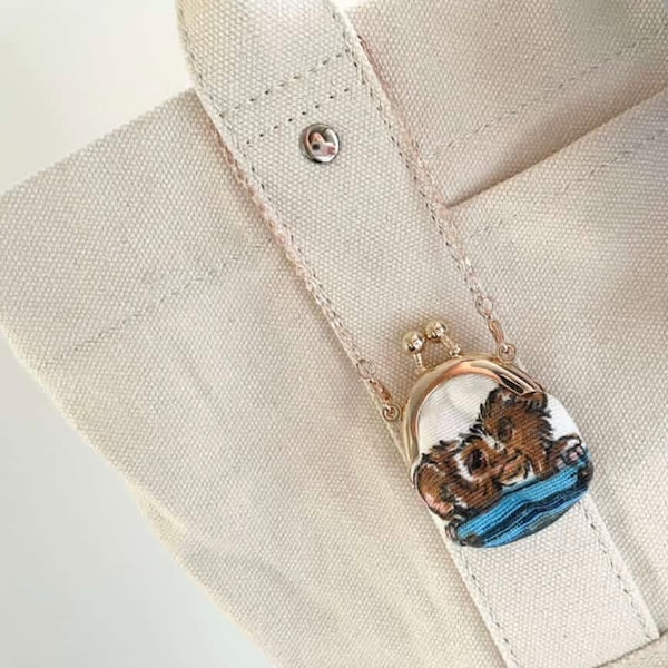 Mia Charro Cat 10.5cm Kiss Lock Framed Gamaguchi Pouch Vintage Flower ...