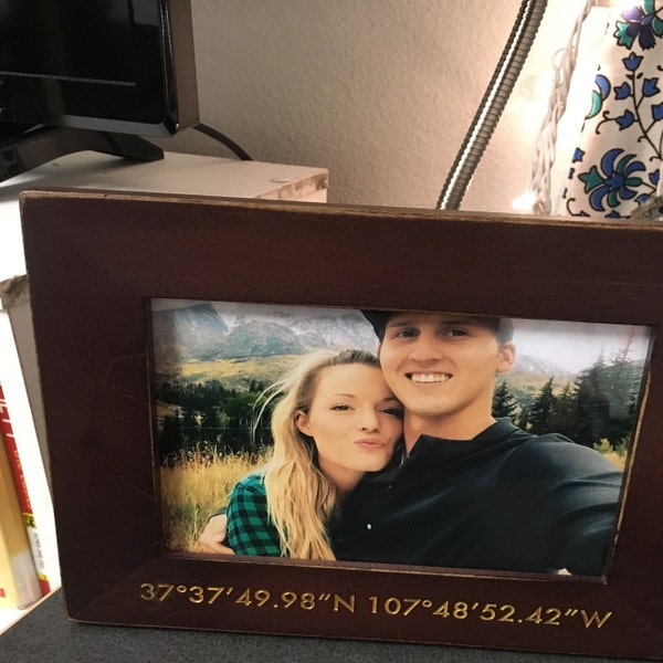 Personalized Coordinates Frame Custom Engraved in Vintage COLOR of YOUR ...